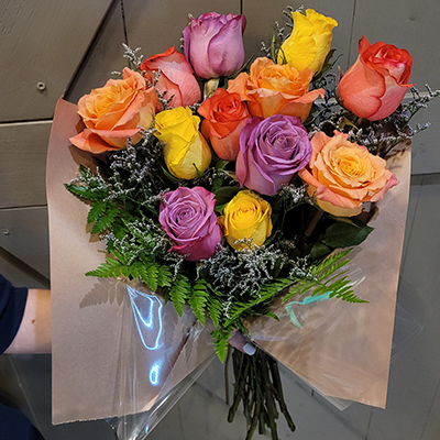 Wrapped Colored Rose Bouquet :: Lafayette Florist