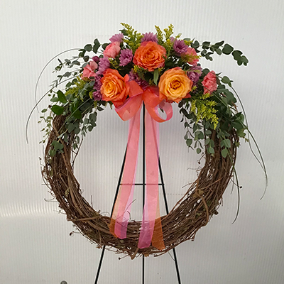 Colorful Floral Grapevine Sympathy Wreath :: Lafayette Florist